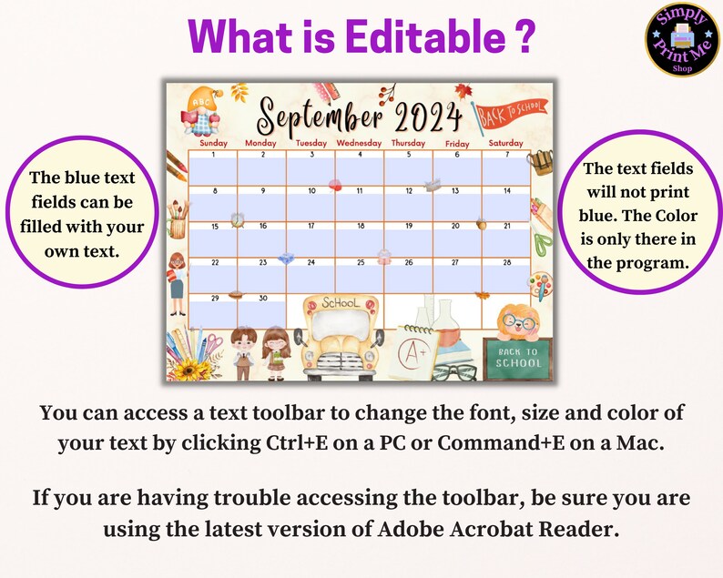 Editable School Calendar 2024-2025 From July to June, Printable ...