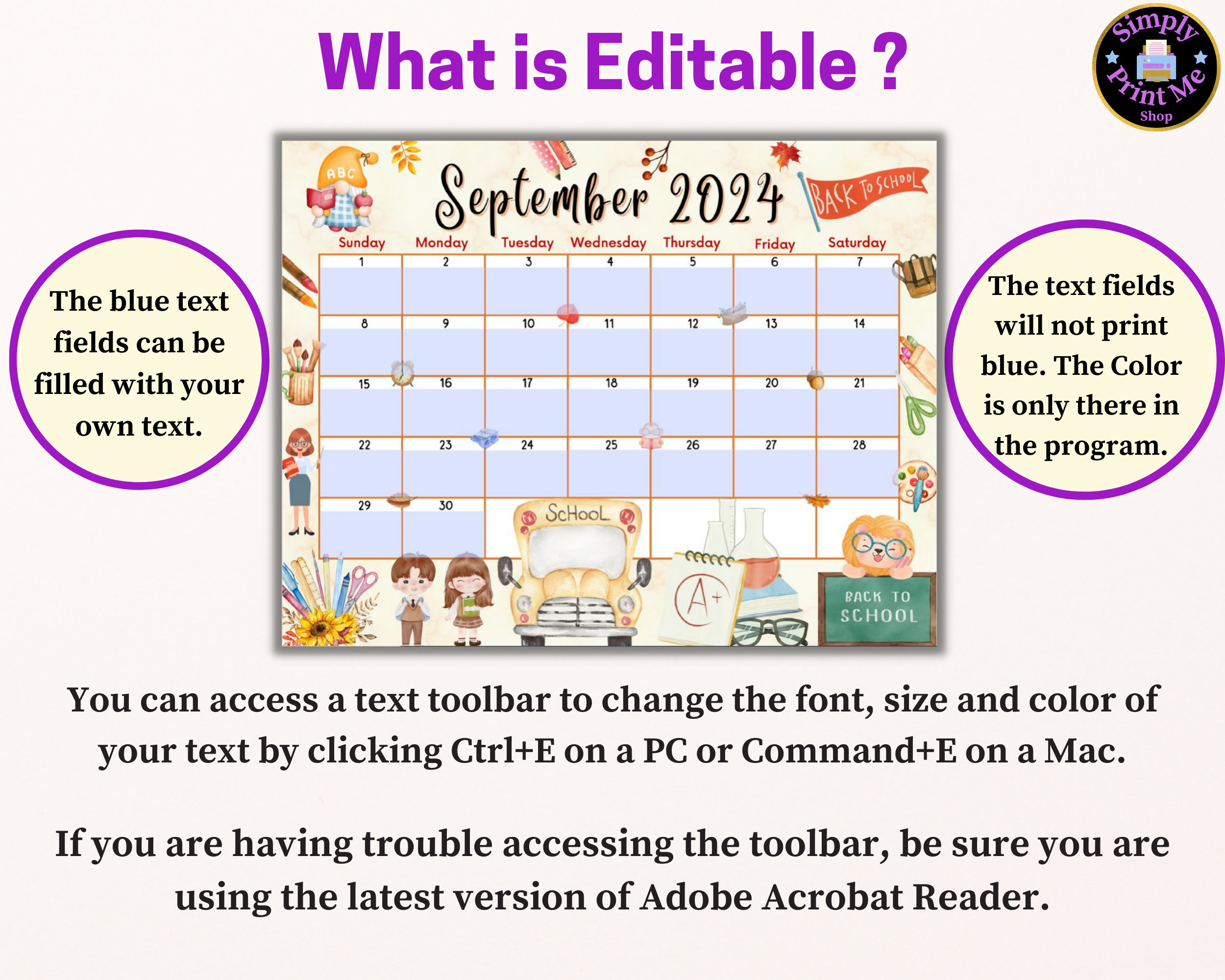 Editable School Calendar 2024-2025 From July to June, Printable ...