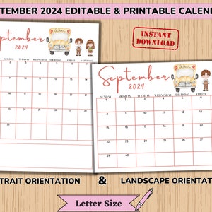 EDITABLE September 2024 Calendar, Printable Autumn Classroom Planner ...