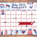 Editable Fillable July 2024 Calendar for Happy 4th July Independence ...