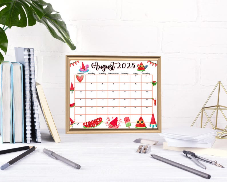 Editable Fillable August 2025 Calendar for Happy Summer Vacation, Funny ...
