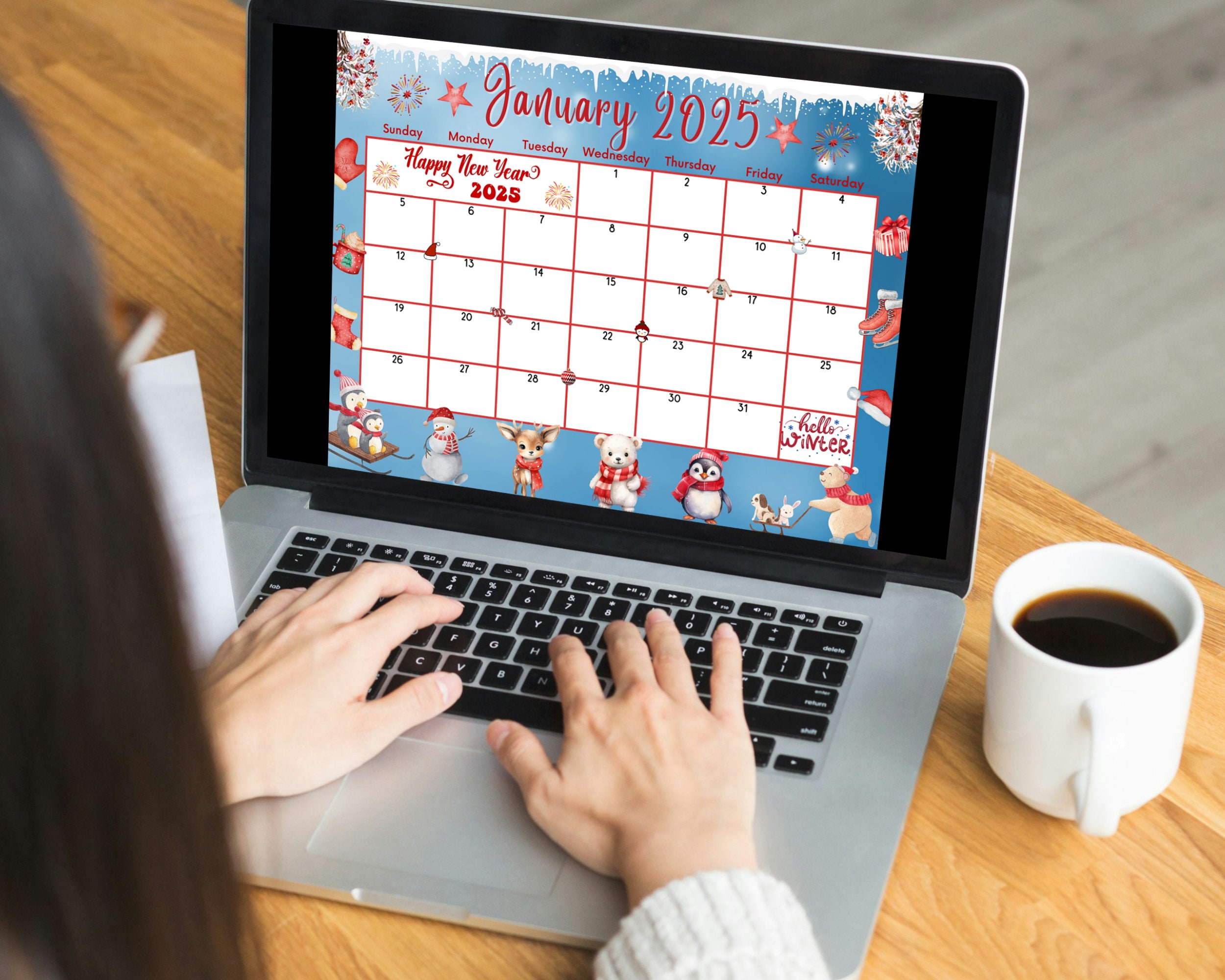 Editable Fillable January 2025 Calendar for Happy New Year Celebration ...