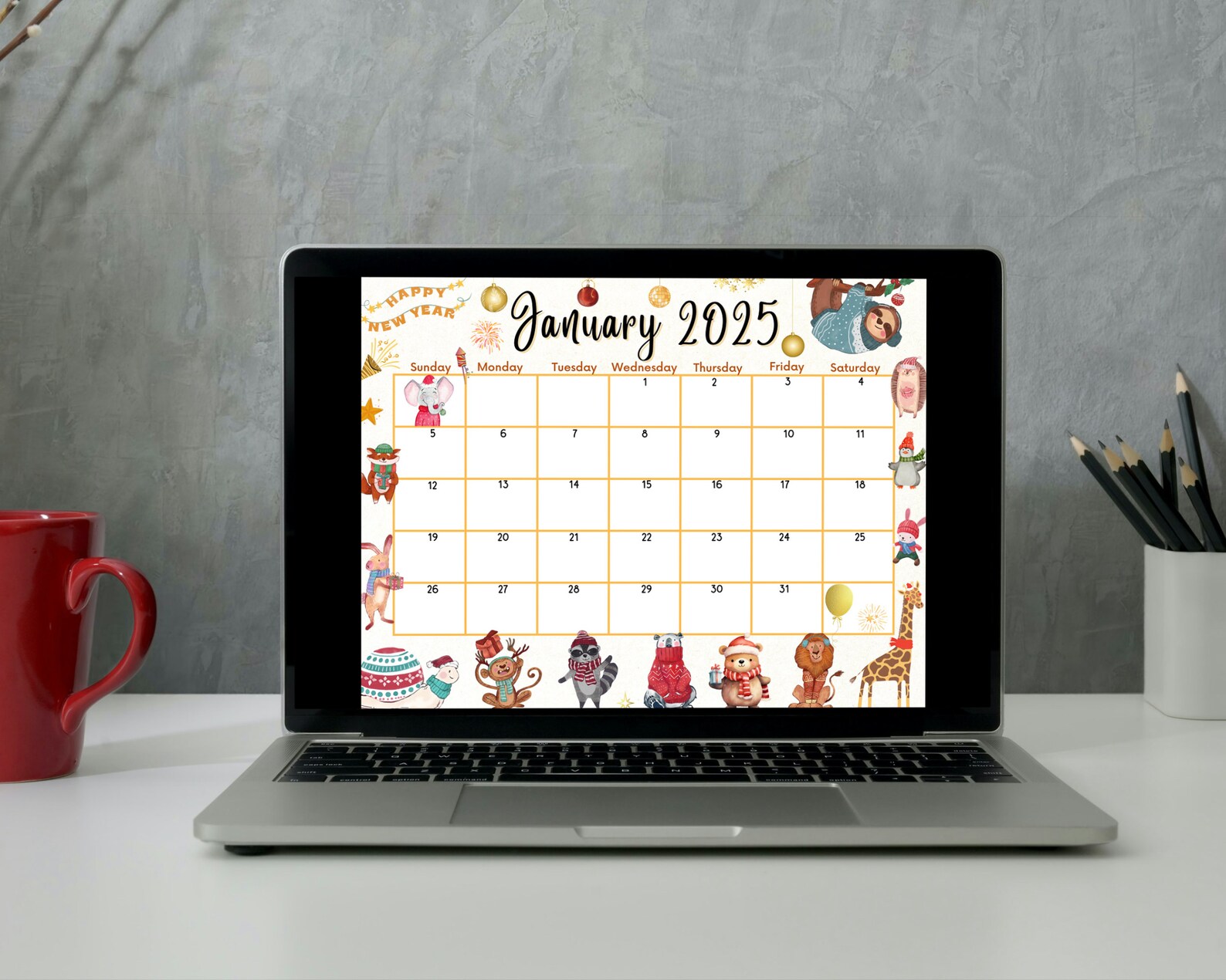 Editable Fillable January 2025 Calendar for Happy New Year, Printable ...