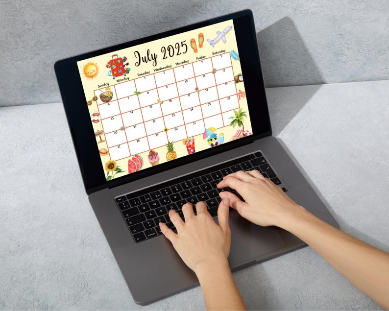 Buy Editable Fillable July 2025 Calendar for Joyful Summer, Relaxing ...