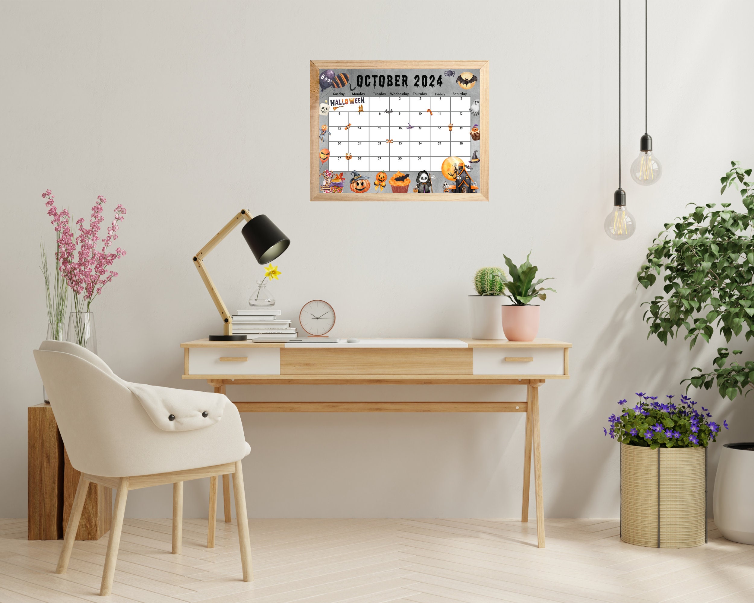 Editable Fillable October 2024 Calendar for Spooky Happy Halloween ...