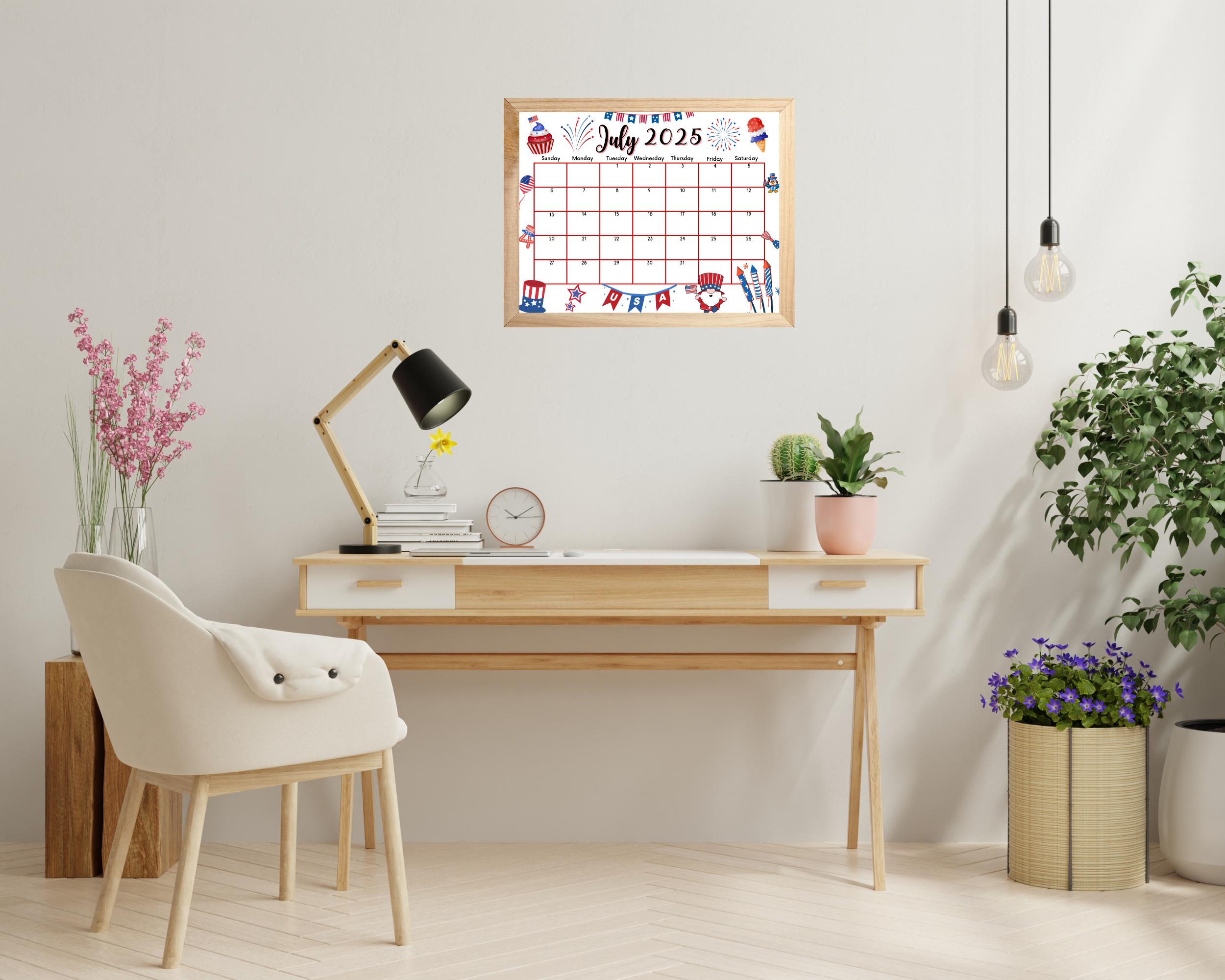 Editable Fillable July 2025 Calendar for Happy 4th July Independence ...