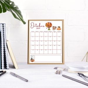 EDITABLE October 2024 Calendar, Printable Autumn Classroom Planner ...