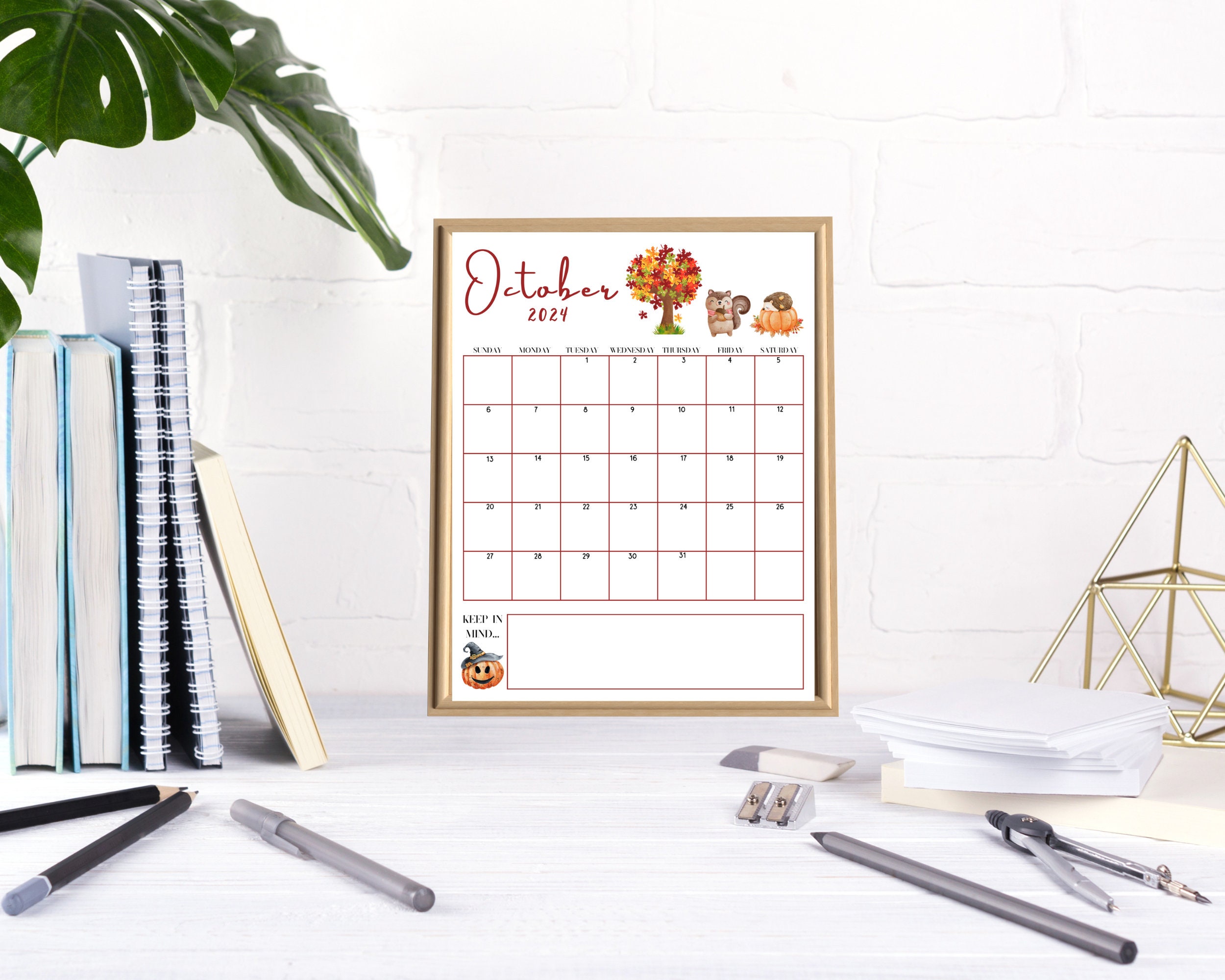 EDITABLE October 2024 Calendar, Printable Autumn Classroom Planner ...