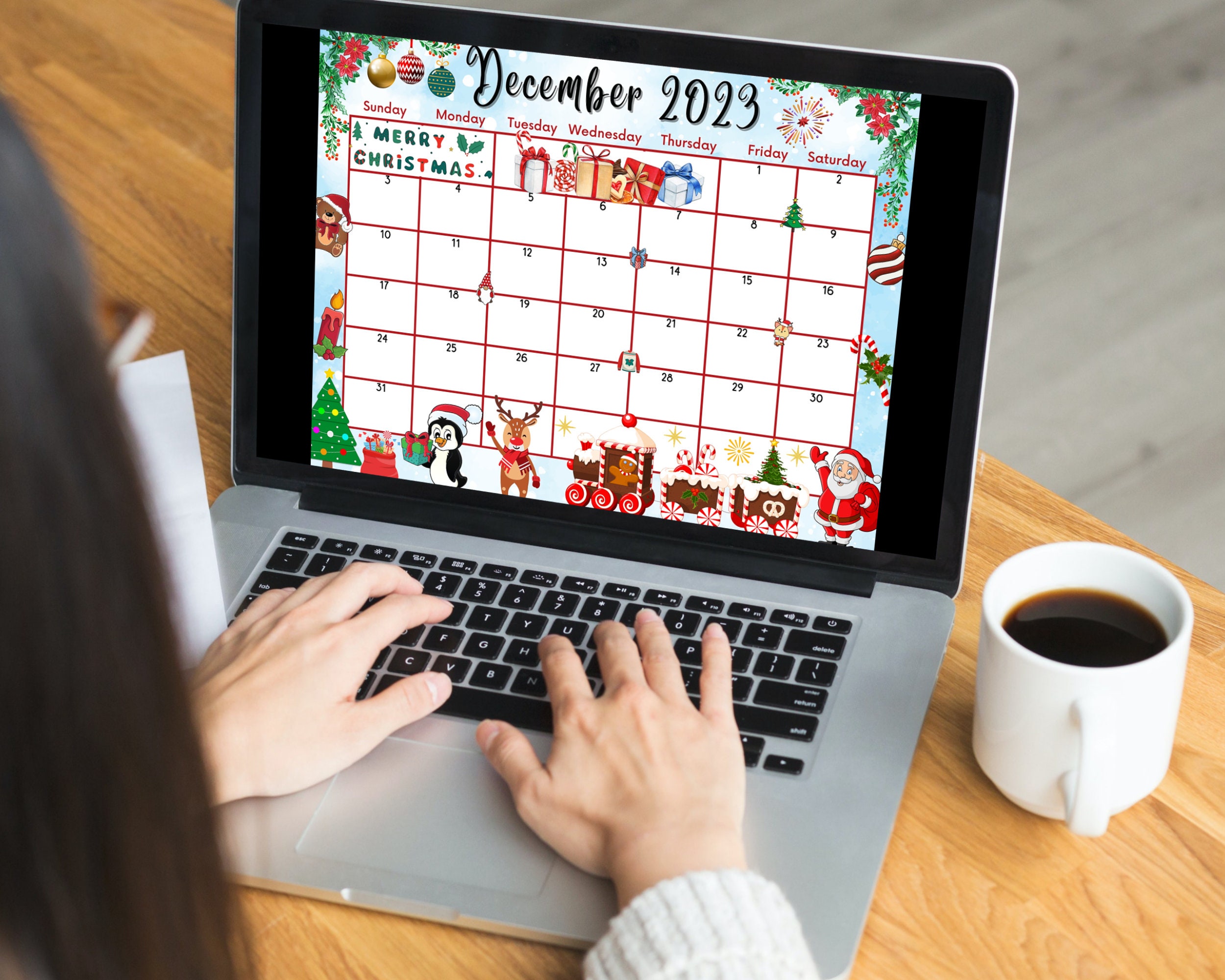 Editable December 2023 Calendar, Fillable, Printable, Joyful Merry ...