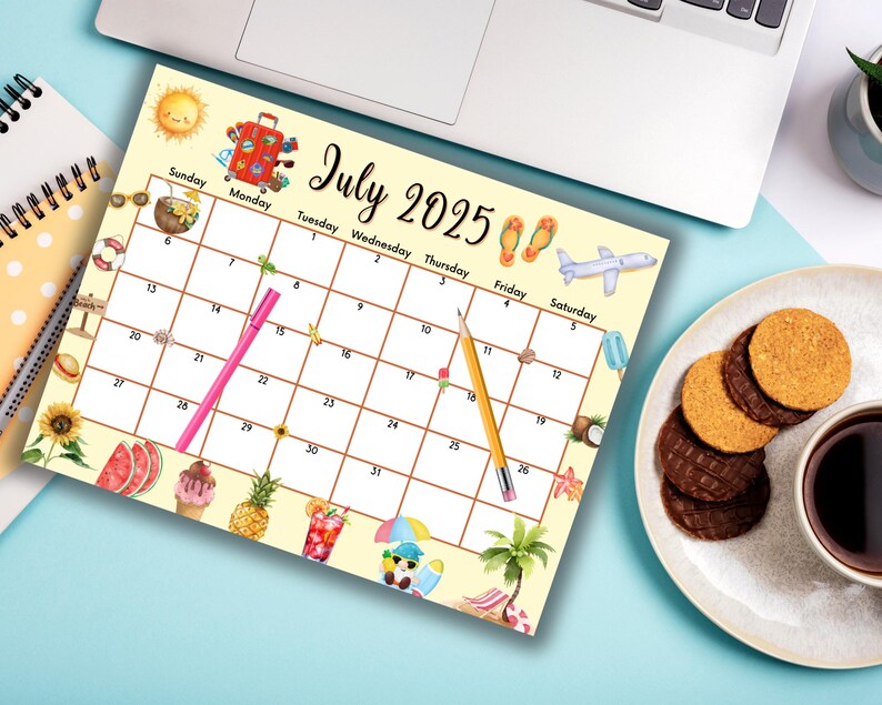Buy Editable Fillable July 2025 Calendar for Joyful Summer, Relaxing ...