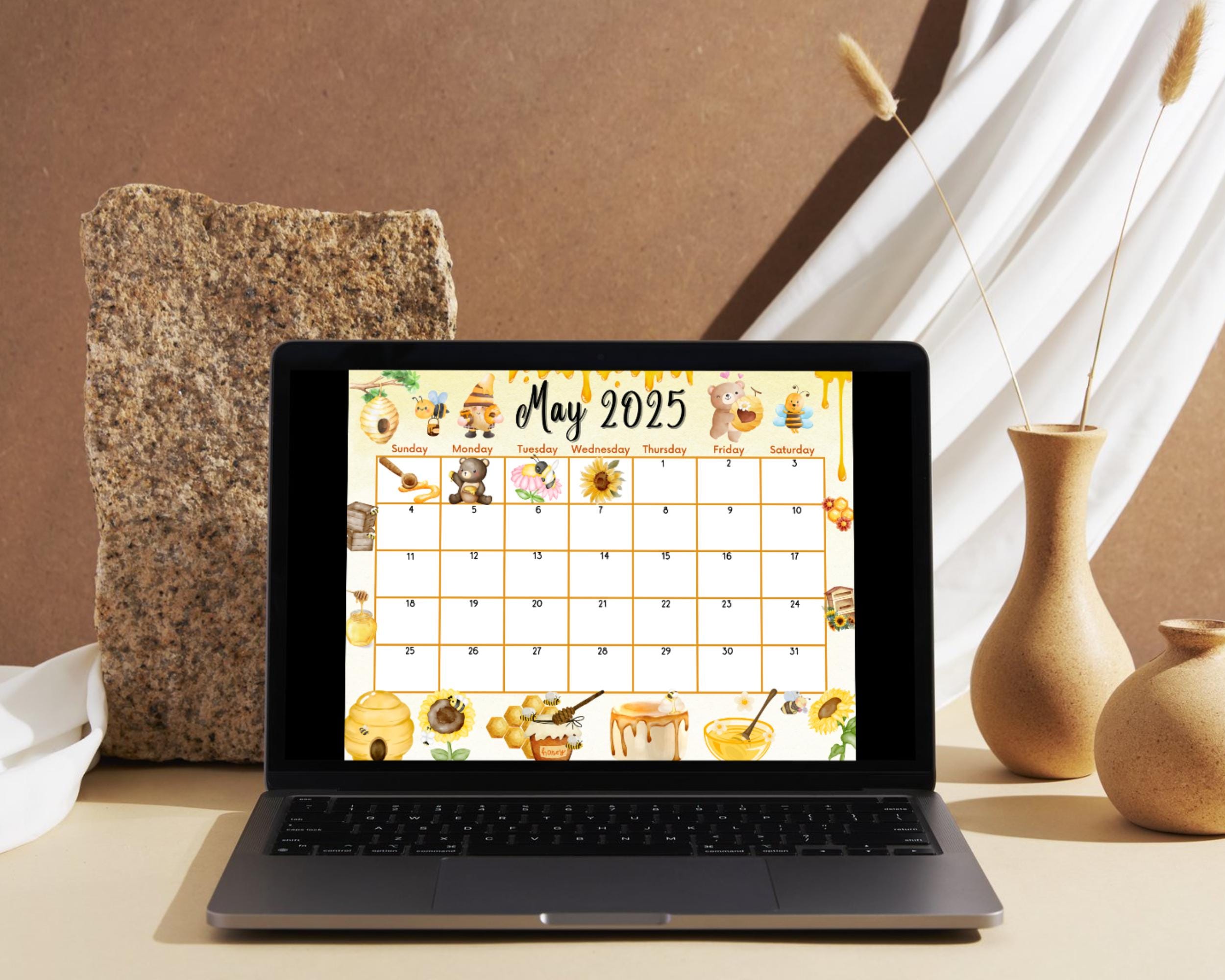 Editable Fillable May 2025 Calendar for Spring With Cute Honey Bees ...