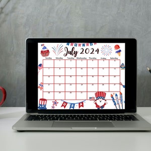 Editable Fillable July 2024 Calendar for Happy 4th July Independence ...