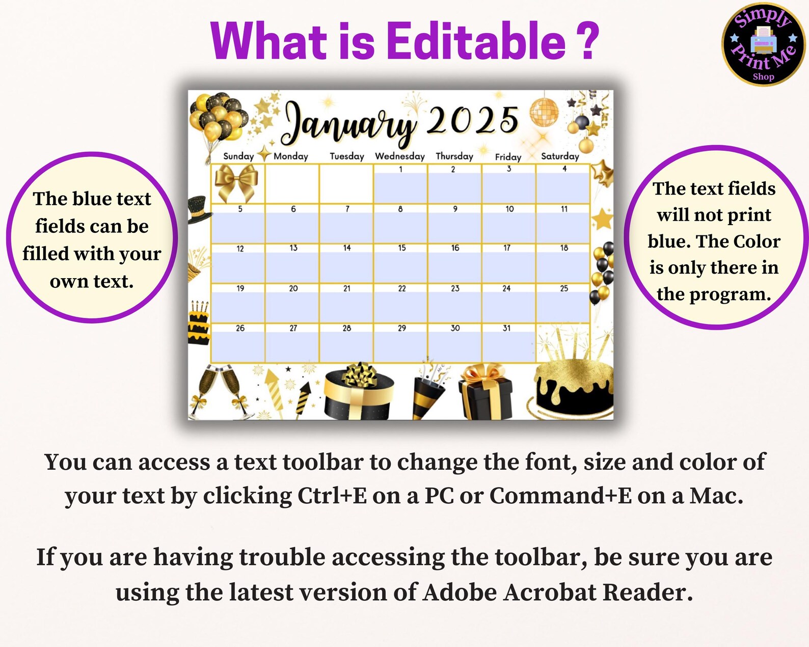 Editable Fillable Monthly Calendar 2025 Bundle From January to December ...