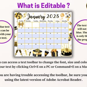 Editable Fillable Monthly Calendar 2025 Bundle From January to December ...