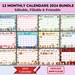 EDITABLE Monthly Calendar 2024 Bundle 12 Month for Home and Office ...