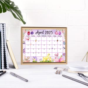 Editable Fillable April 2025 Calendar for Happy Easter With Cute Bunnie ...