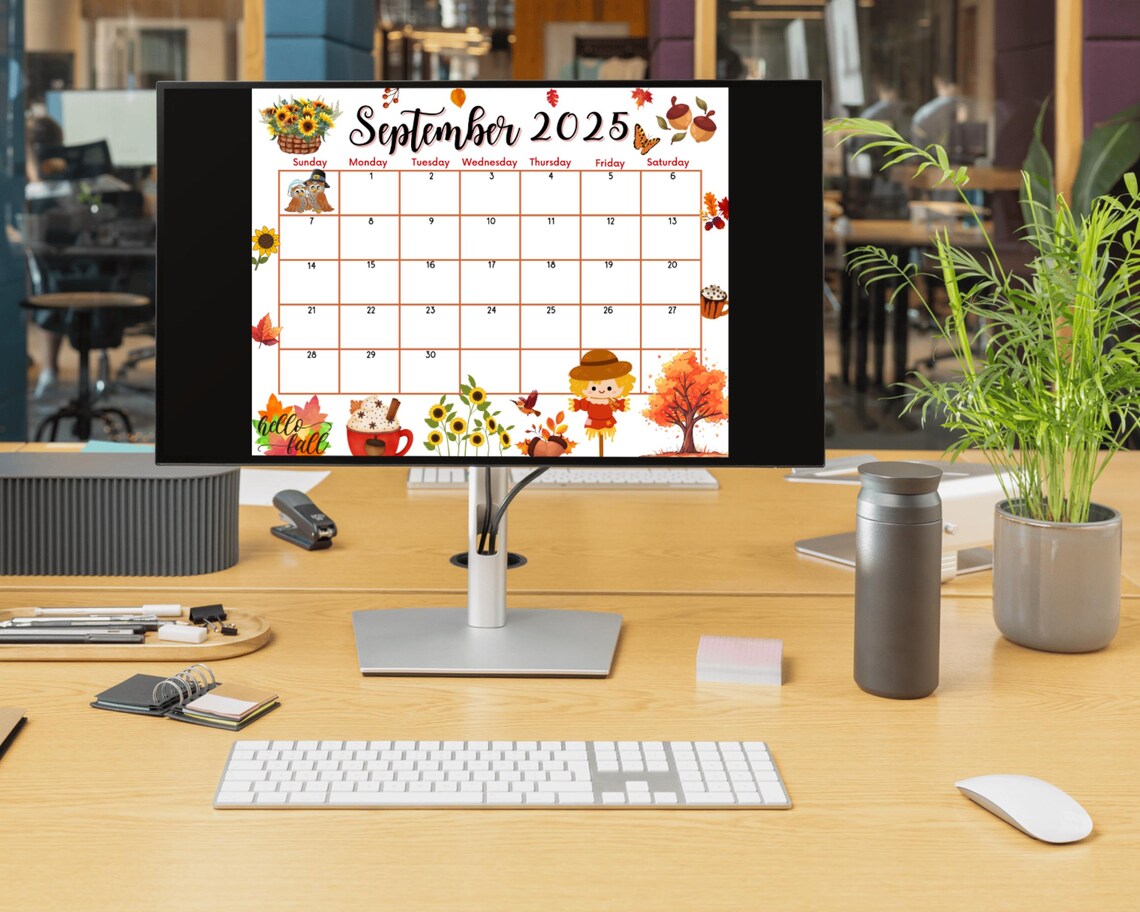 Editable Fillable September 2025 Calendar for Autumn, Fall, Back to ...