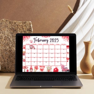 Editable Fillable February 2025 Calendar for Valentine’s Day, Digital ...