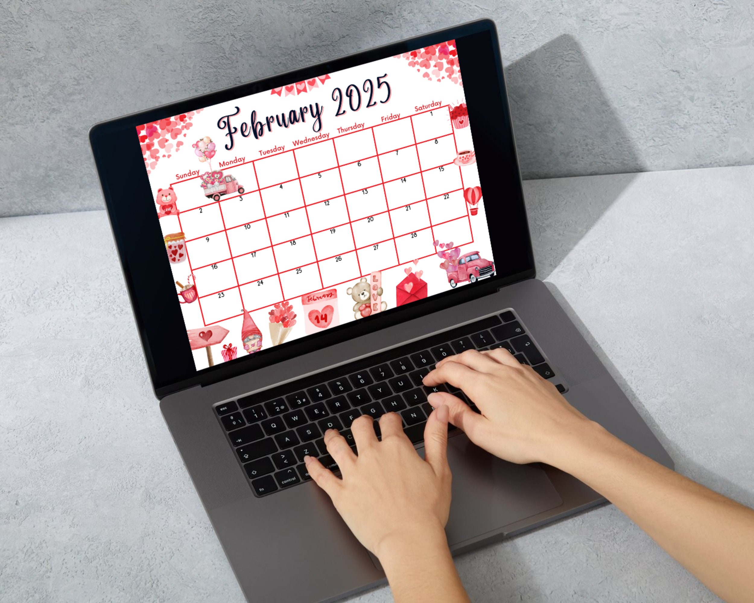 Editable Fillable February 2025 Calendar for Valentine’s Day, Digital ...