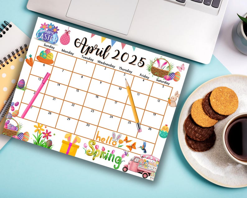 Buy Editable Fillable April 2025 Calendar for Happy Easter With ...