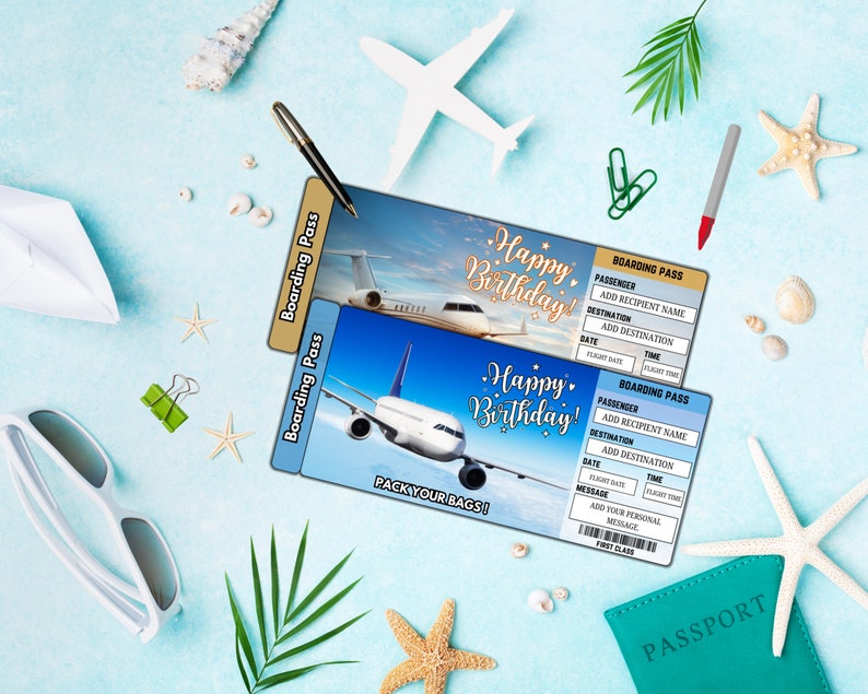 Editable Birthday Airplane Template Ticket, Printable Boarding Pass ...