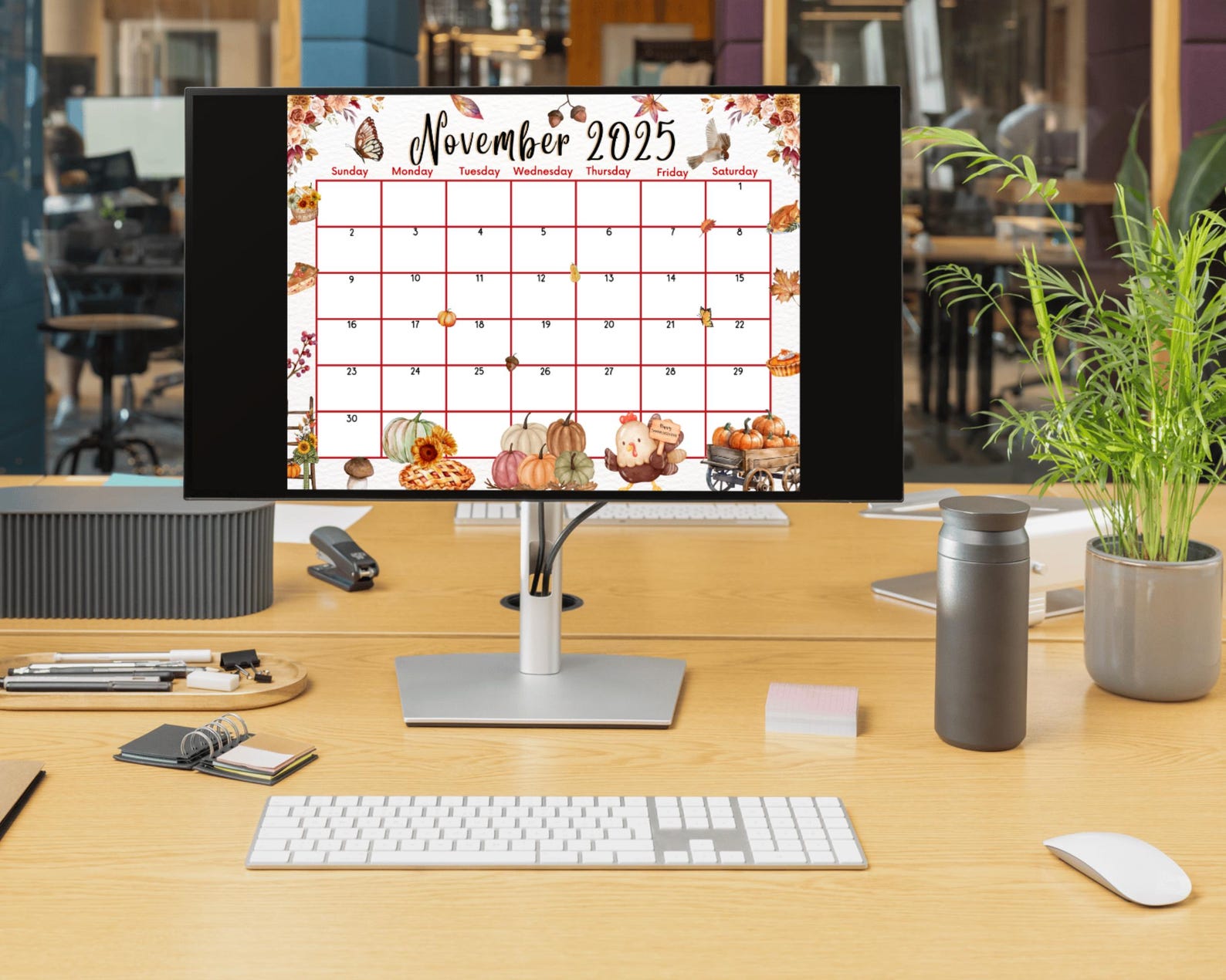 Editable Fillable November 2025 Calendar, Printable, Thanksgiving ...