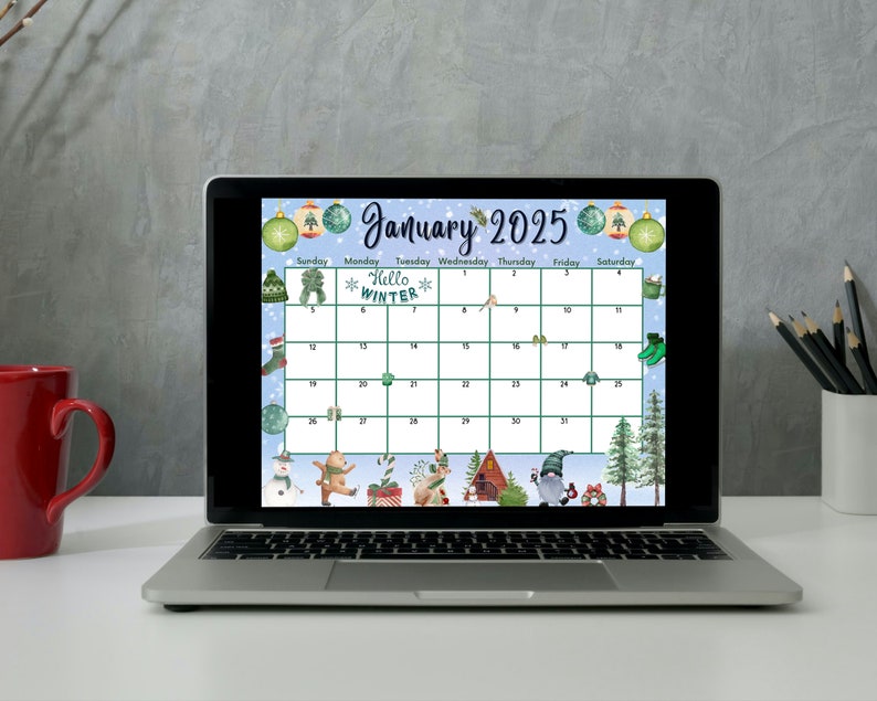 Editable Fillable January 2025 Calendar for Happy New Year, Colorful ...