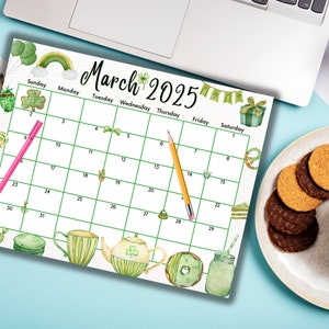 Editable Fillable March 2025 Calendar for St. Patrick's Day, Printable ...