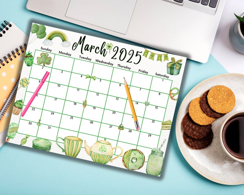 Editable Fillable March 2025 Calendar for St. Patrick's Day, Printable ...