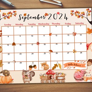 Editable Fillable September 2024 Calendar for Autumn, Fall, Back to ...