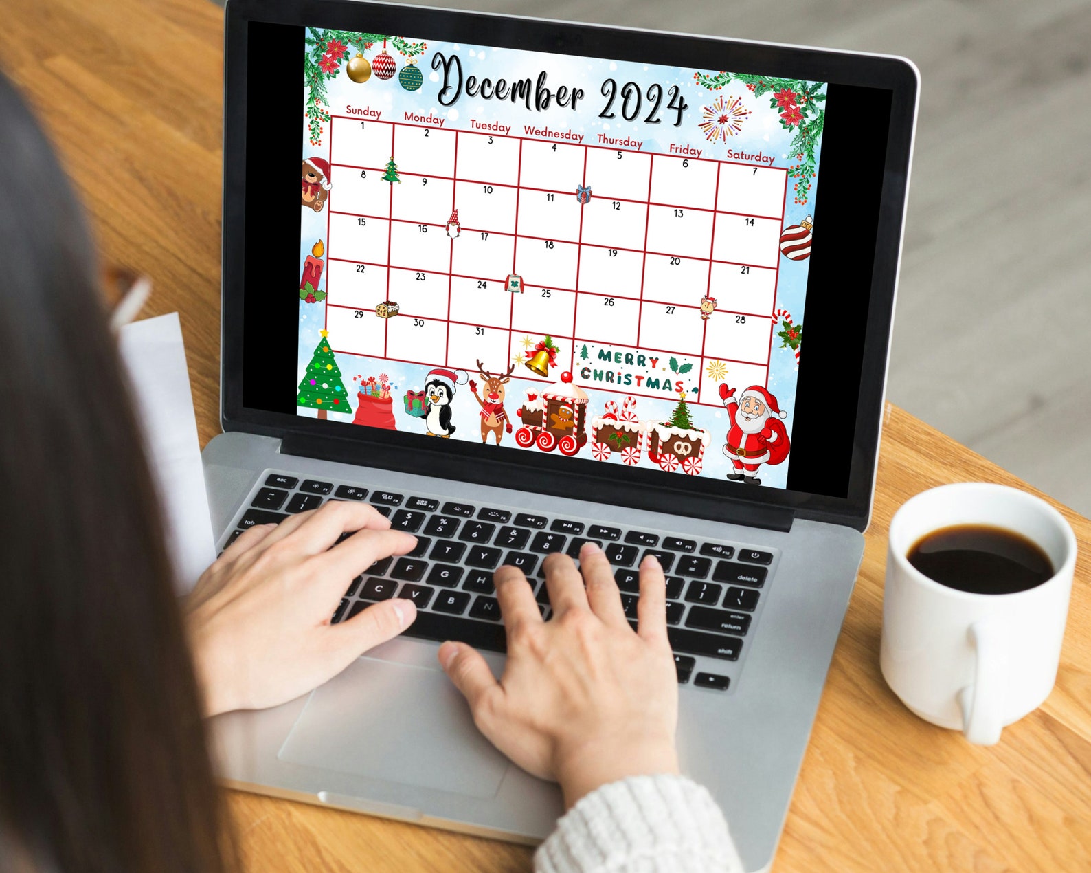 Editable Fillable December 2024 Calendar for Merry Christmas With ...