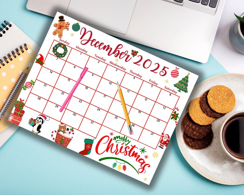 Editable Fillable December 2025 Calendar for Merry Christmas With ...