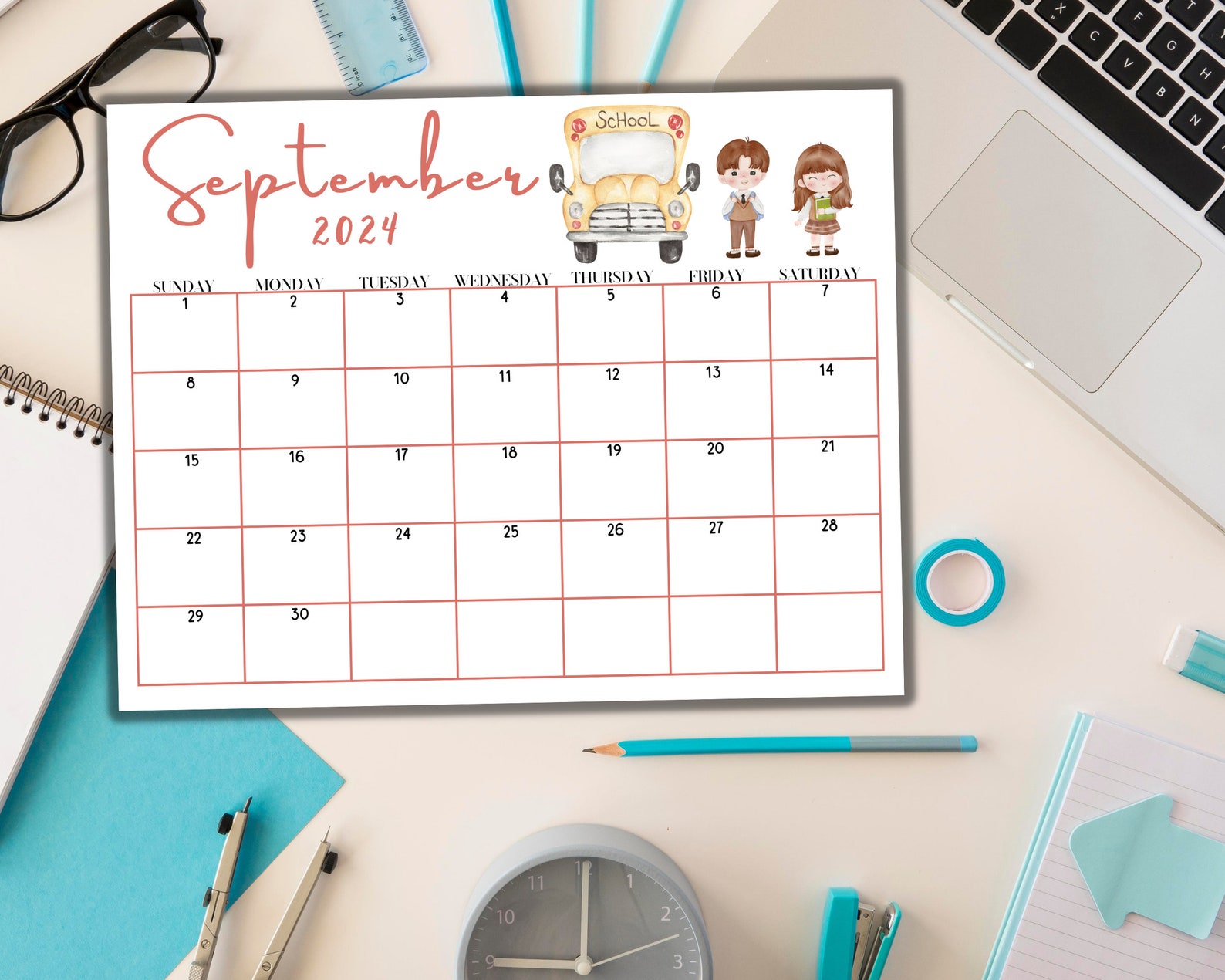 EDITABLE September 2024 Calendar, Printable Autumn Classroom Planner ...