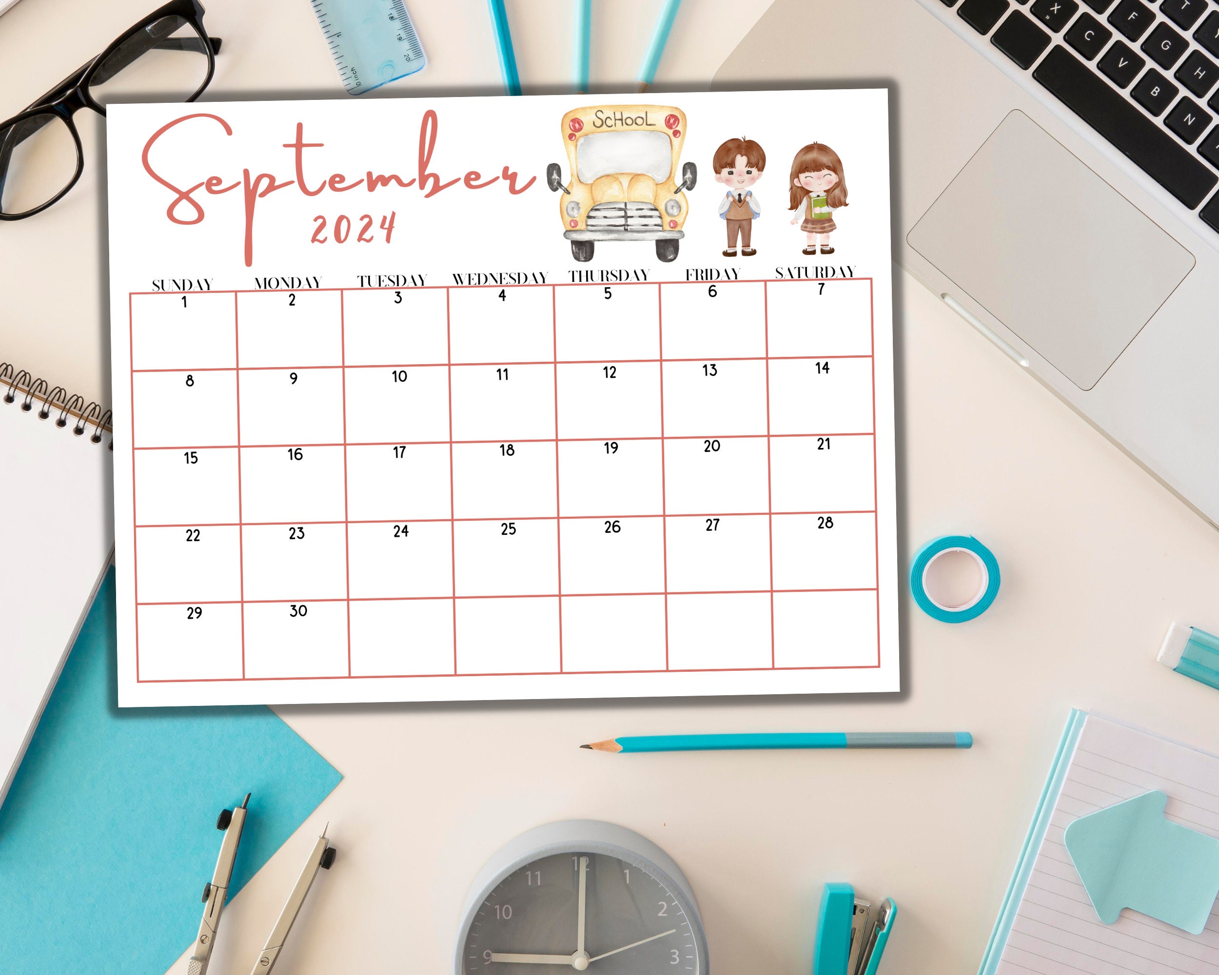 EDITABLE September 2024 Calendar, Printable Autumn Classroom Planner ...