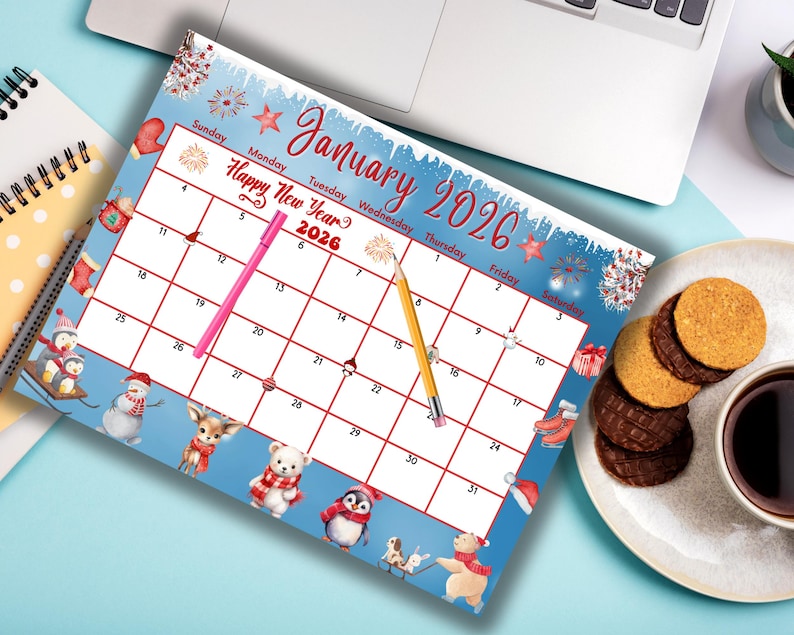 Editable Fillable January 2026 Calendar for Happy New Year Celebration ...
