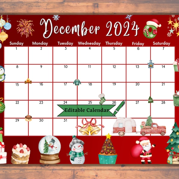 Christmas Calendar Printable - Etsy