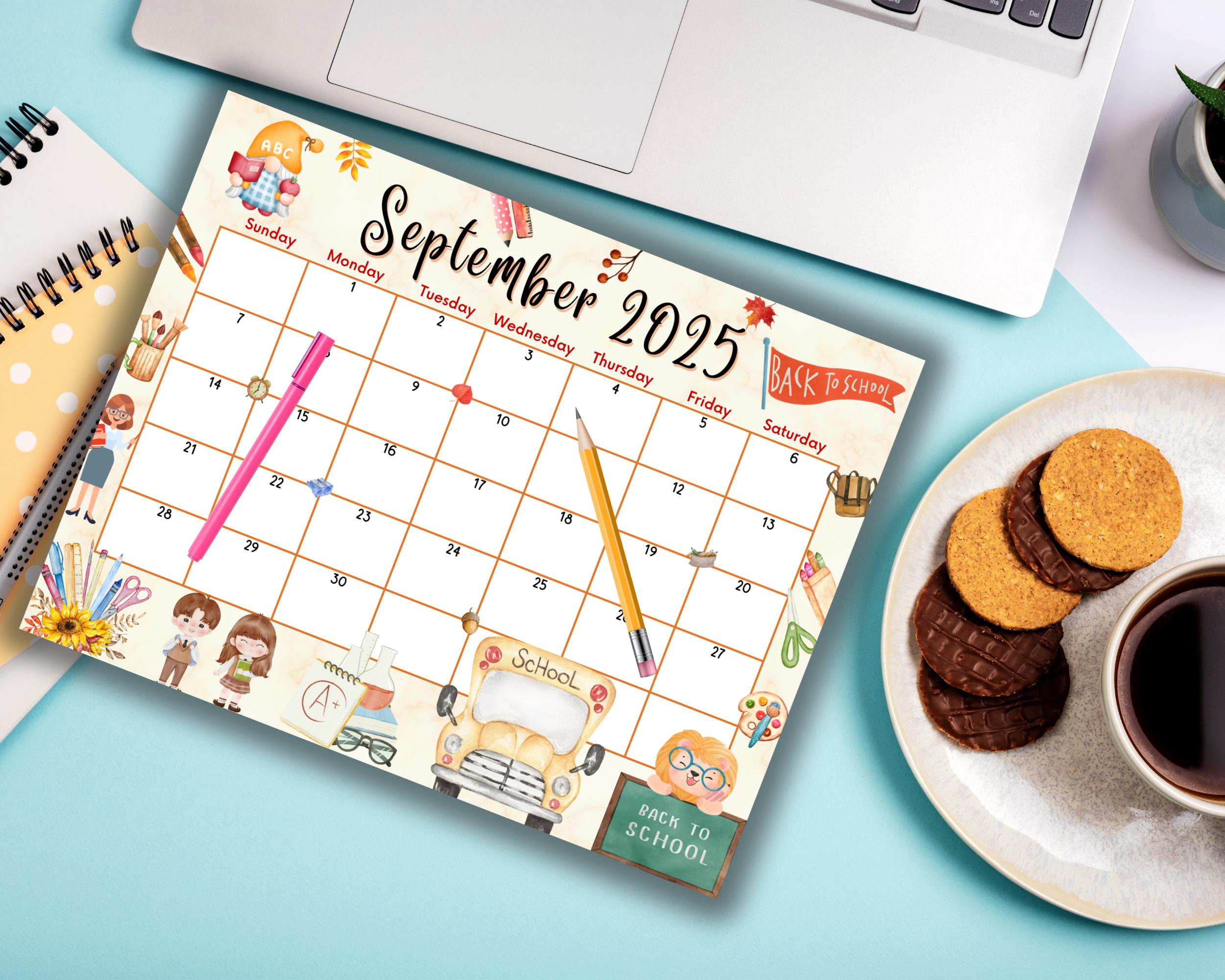 Editable Fillable September 2025 Calendar for Autumn, Fall, Back to ...