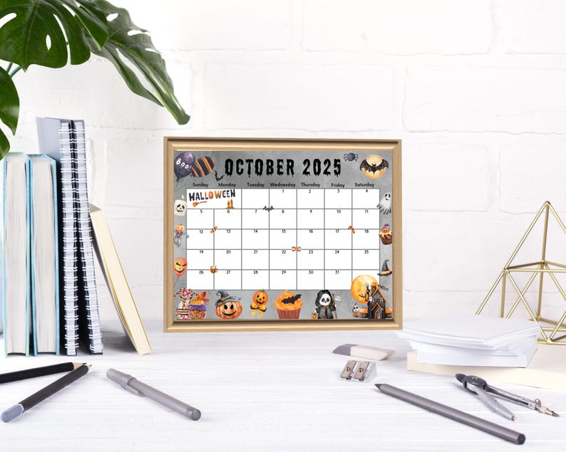 Editable Fillable October 2025 Calendar for Spooky Happy Halloween ...