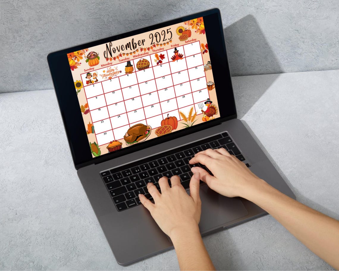 Editable Fillable November 2025 Calendar for Happy Thanksgiving ...