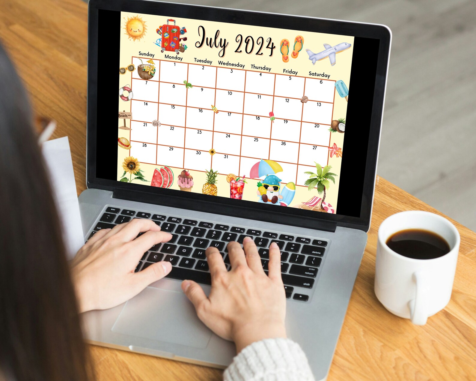 Editable Fillable July 2024 Calendar for Joyful Summer, Relaxing ...