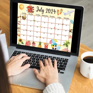 Editable Fillable July 2024 Calendar for Joyful Summer, Relaxing ...