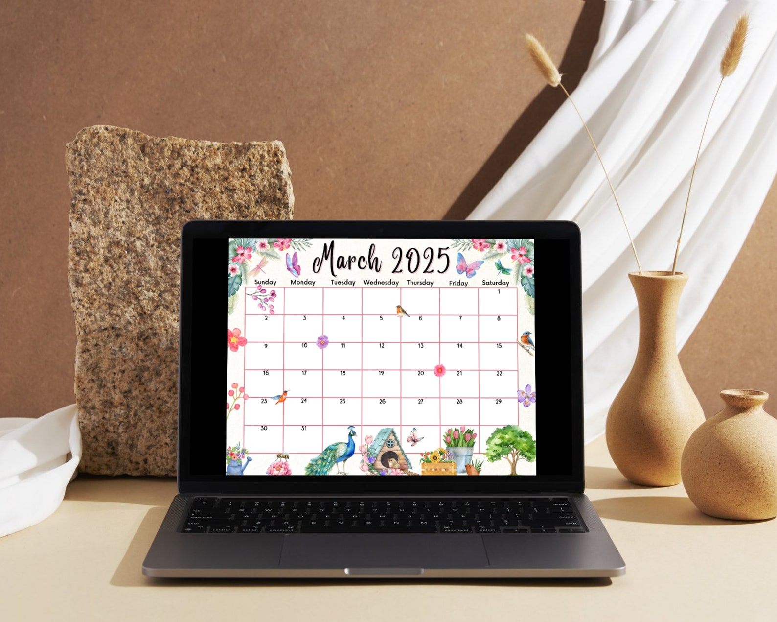 Editable Fillable March 2025 Calendar for Joyful and Colorful Spring ...
