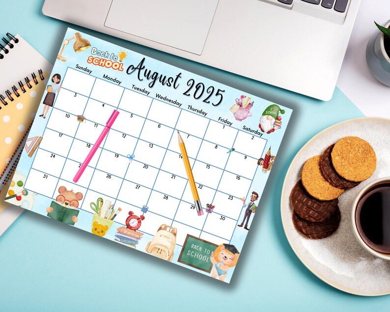 Editable Fillable August 2025 Calendar for Back to School, Monthly ...