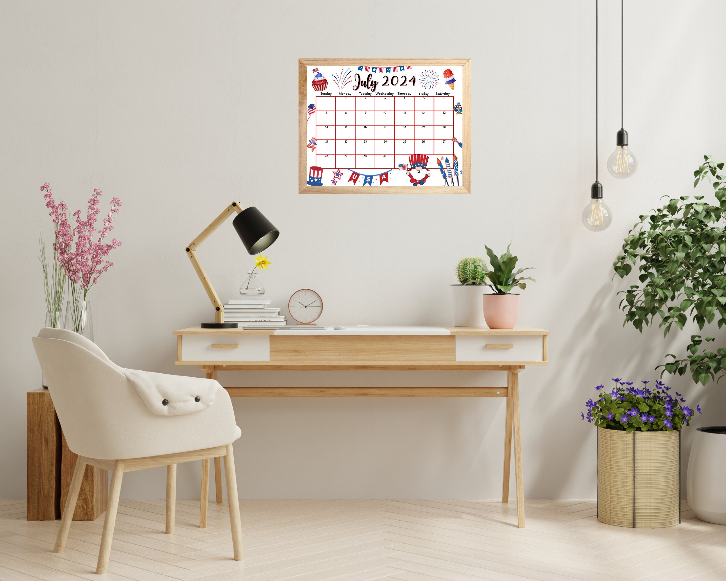 Editable Fillable July 2024 Calendar for Happy 4th July Independence ...