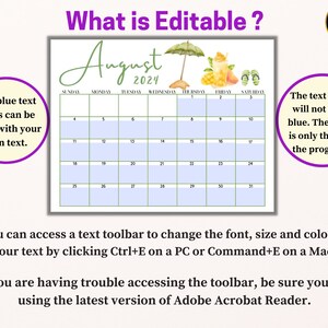 EDITABLE August 2024 Summer Calendar, Printable Classroom Planner ...