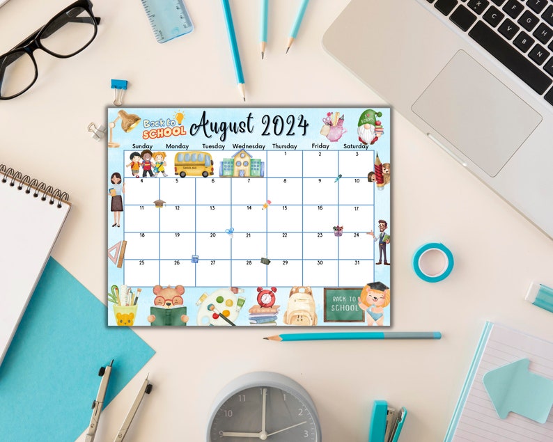 Editable Fillable August 2024 Calendar for Back to School, Monthly ...