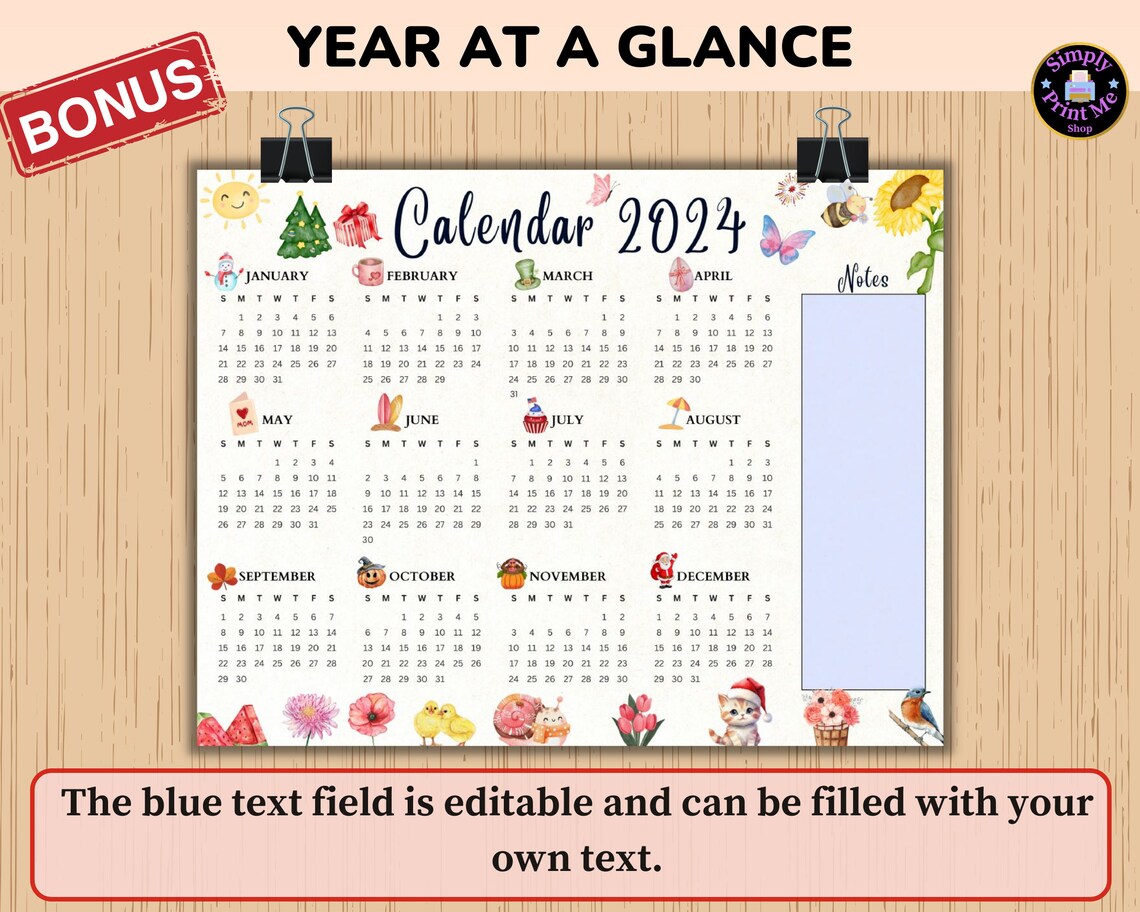 EDITABLE Monthly Calendar 2024 Bundle 12 Month for Home and Office ...