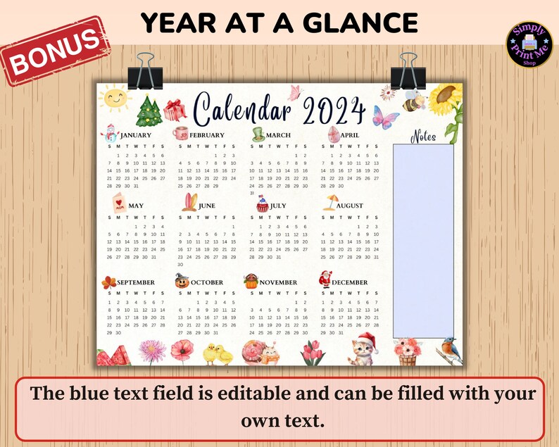 EDITABLE Monthly Calendar 2024 Bundle 12 Month for Home and Office ...