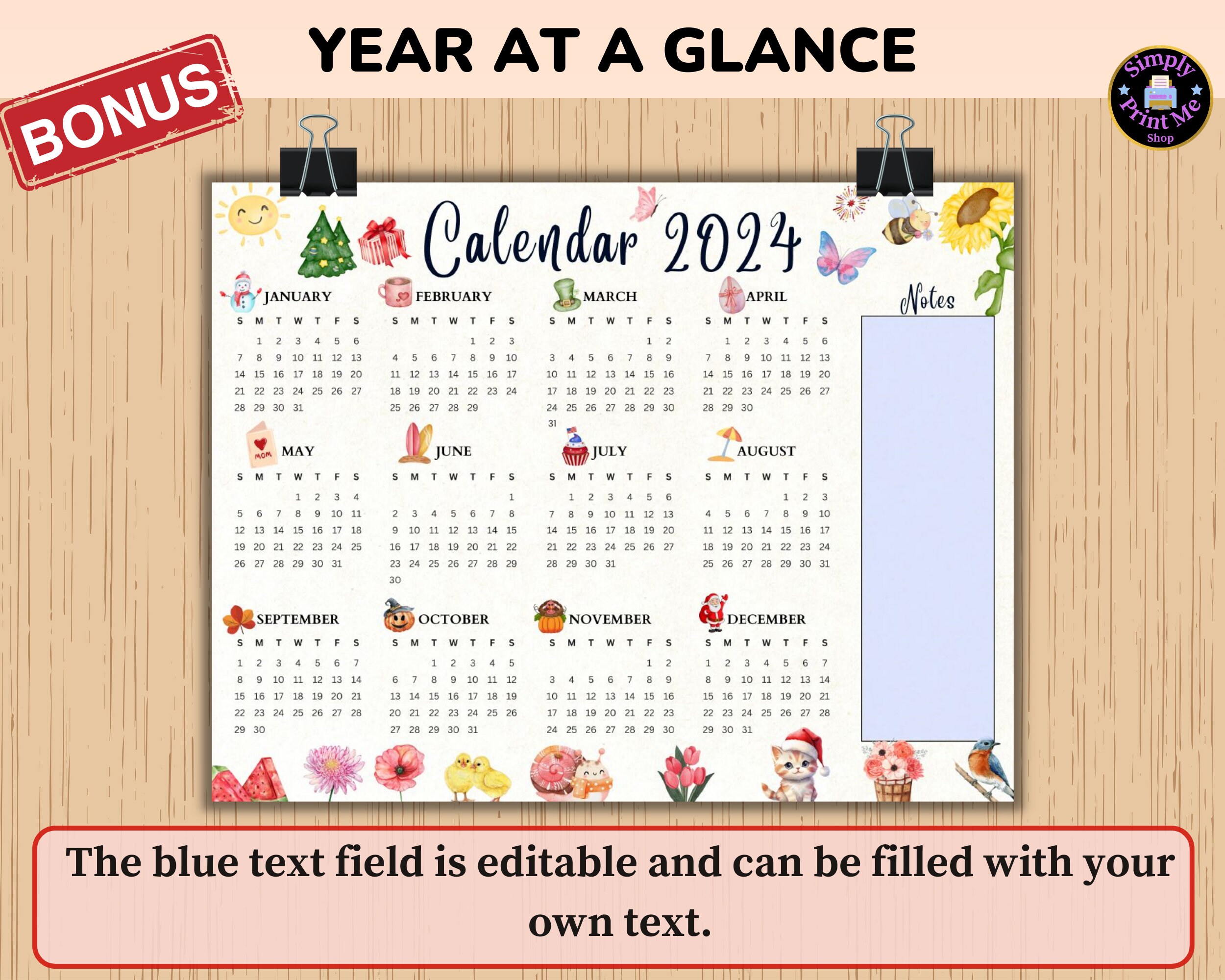 EDITABLE Monthly Calendar 2024 Bundle 12 Month for Home and Office ...