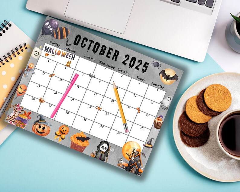 Editable Fillable October 2025 Calendar for Spooky Happy Halloween ...